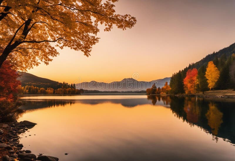 AI Generated Illustration of Idyllic Autumn Scene in a Forest ...