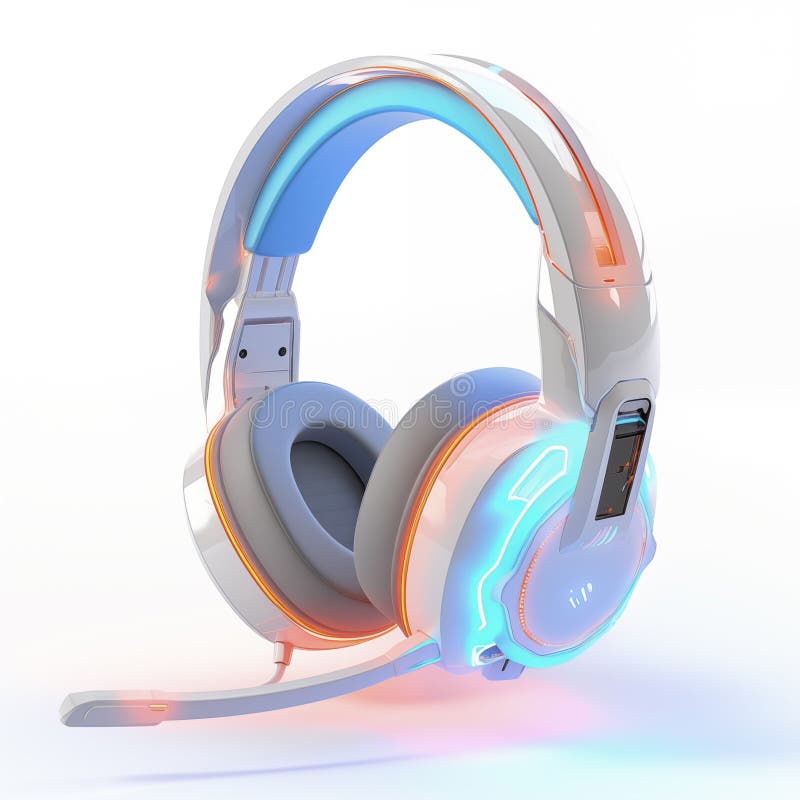 AI Generated Illustration of Illuminated Cool Headphones with a ...