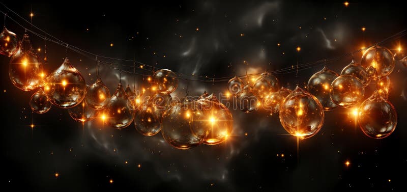 AI Generated Illustration of Illuminated Glowing Glass Orbs Hanging ...
