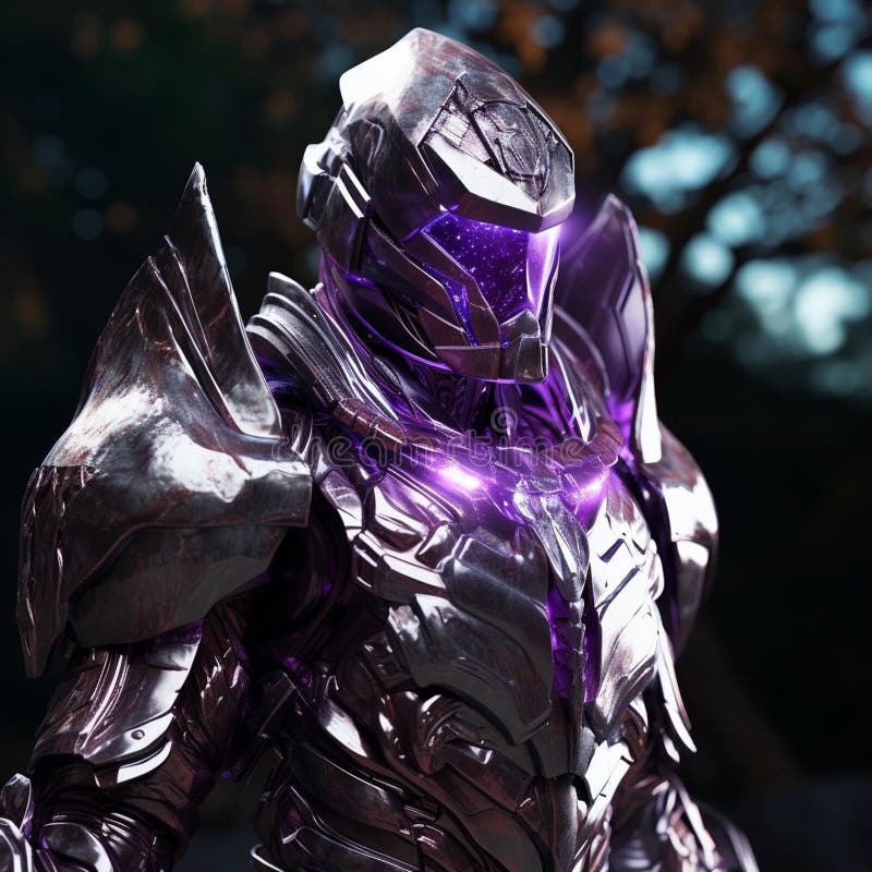 AI Generated Illustration of an Illuminated Metallic Robot in a Science ...