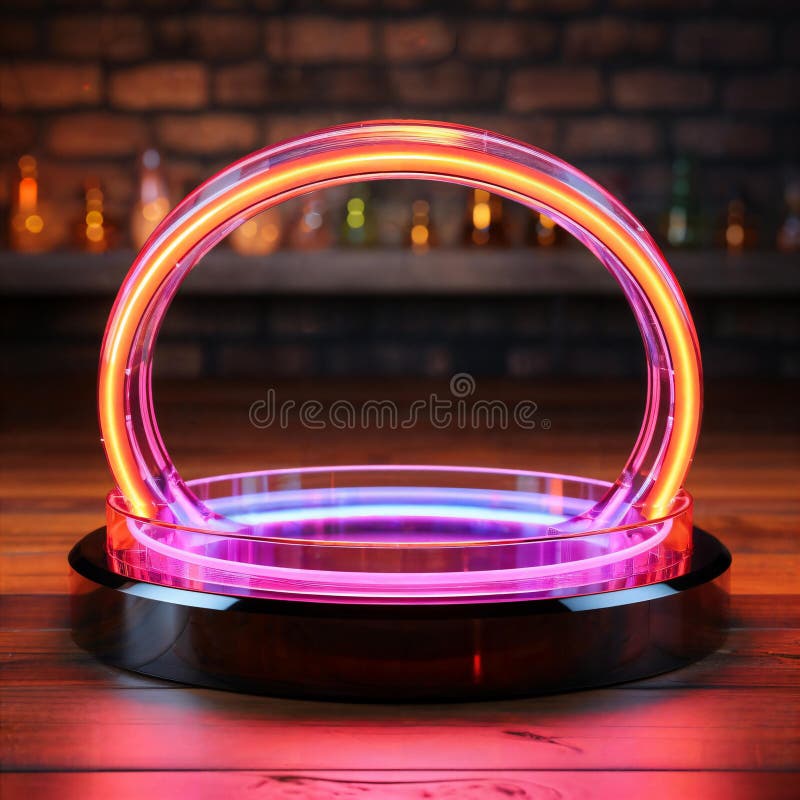 AI Generated Illustration of an Illuminated Neon Platform for Product ...