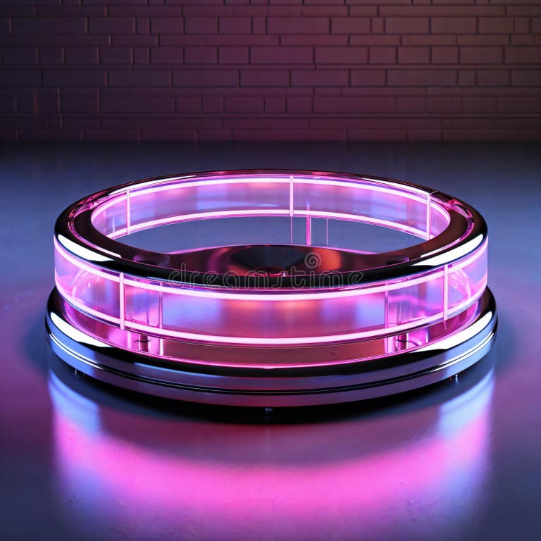 AI Generated Illustration of an Illuminated Neon Platform for Product ...
