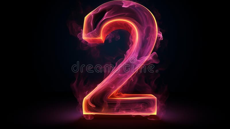 AI Generated Illustration of an Illuminated Number 2 Amongst a Backdrop ...