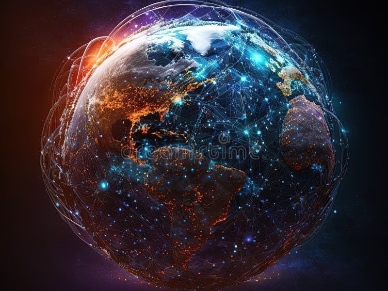 AI Generated Illustration of the Illuminated Planet Earth Surrounded by ...