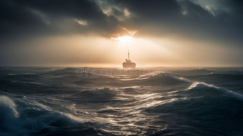 AI Generated Illustration of an Illuminated Sailing Vessel is Seen ... AI Generated Illustration of an Illuminated Sailing Vessel is Seen ...