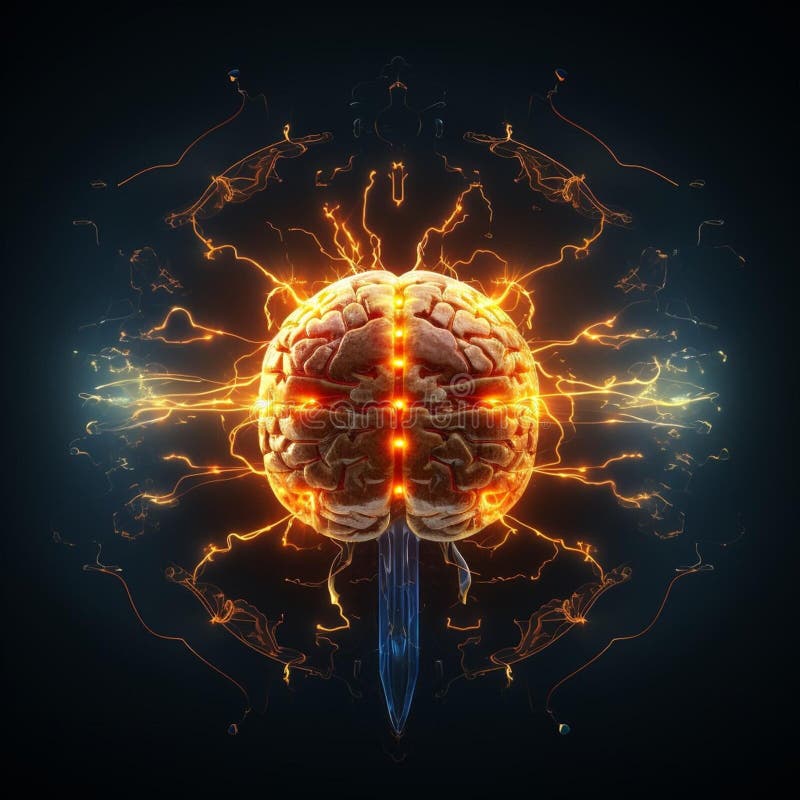 AI Generated Illustration of an Illustration of a Human Brain with a ...