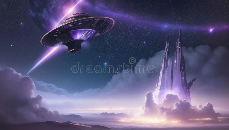 AI Generated Illustration of an Illustration of a Spaceship Suspended ...