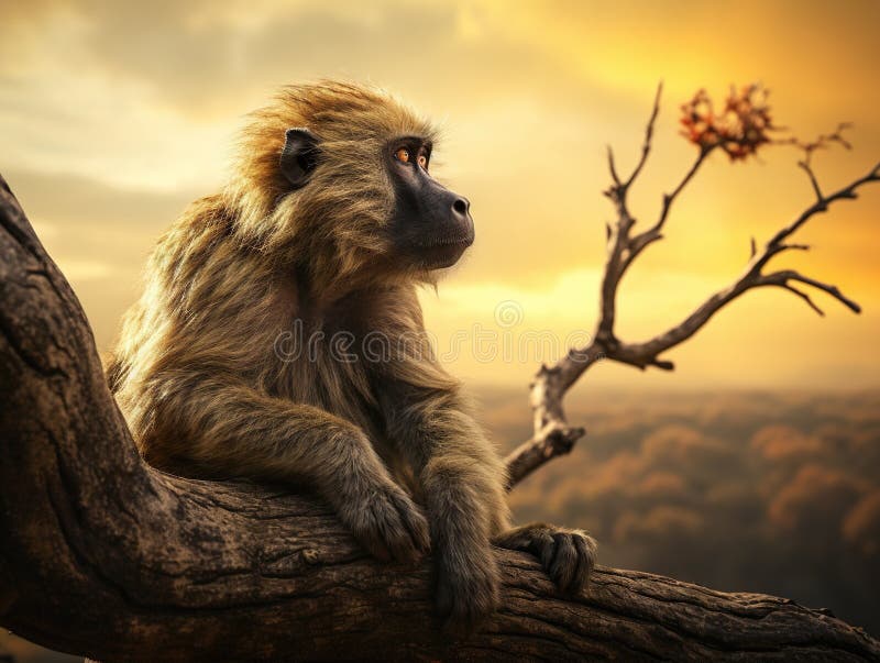 Baboon stock illustration. Illustration of tools, generative - 294986949