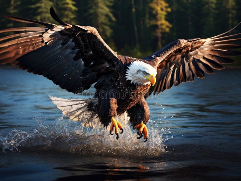 A Bald Eagle Soaring Low To the Stock Illustration - Illustration of ...