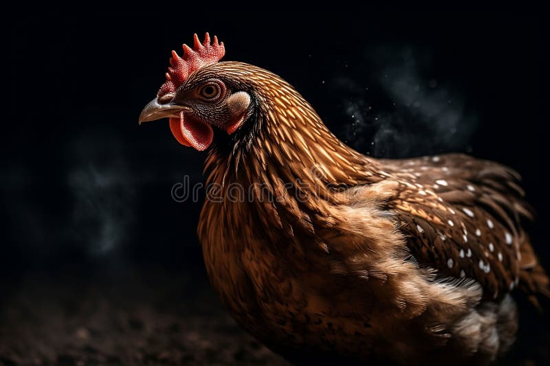 An Image of a Chicken in the Night Lights Lighting Up Stock ...