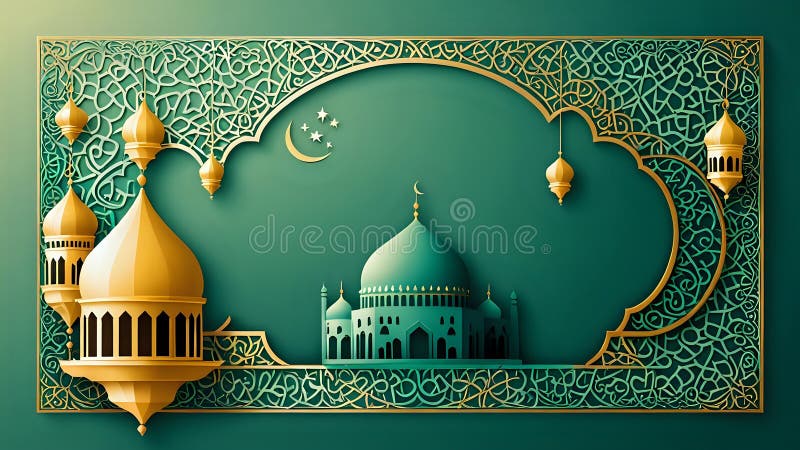 Islamic Background Green & Gold for Religious or Cultural Designs Stock ...