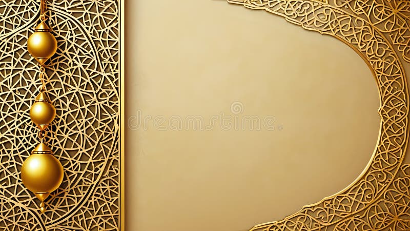 Gold Islamic Border: Ornate Template Stock Illustration - Illustration ...