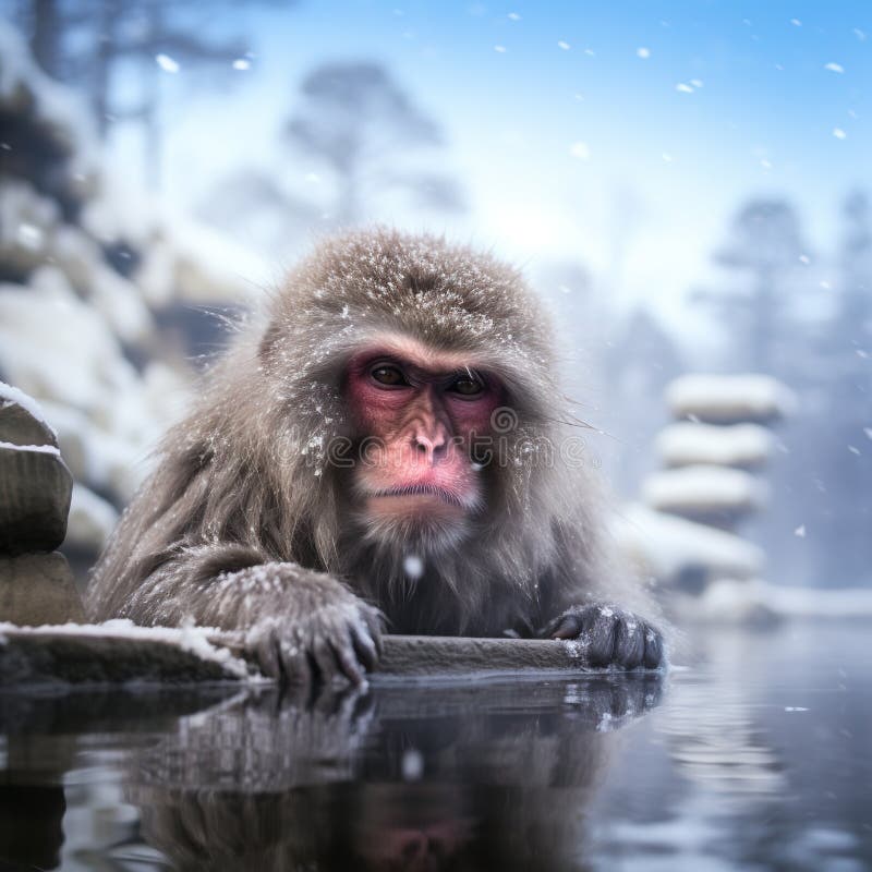 Snow Monkey stock illustration. Illustration of winter - 294985476