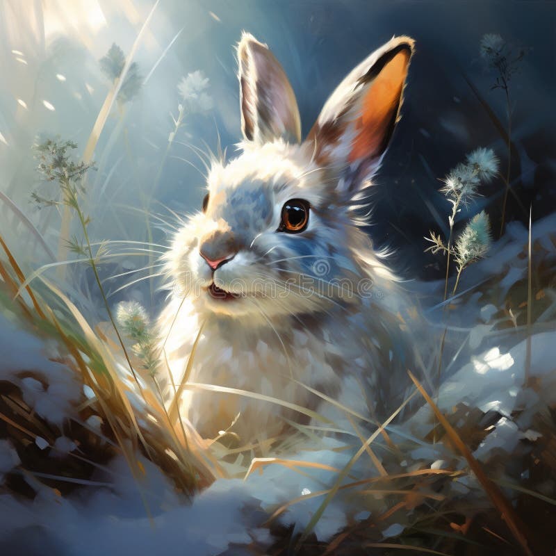 Snowshoe hare eats stock illustration. Illustration of mammal - 294986720