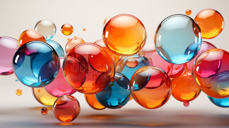 Different Color Bubbles Floating in a Large Bubble Shape with Light ...