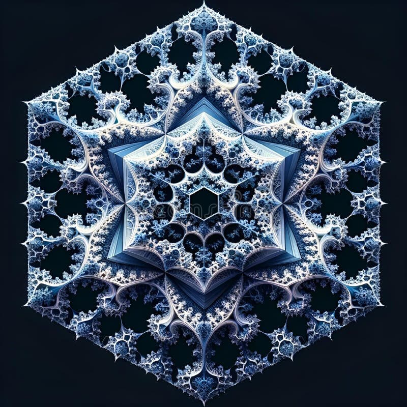 Blue and White Fractal Looking Like an Intricate Star Stock Photo ...