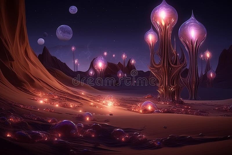 AI Generated Illustration of an Imaginative Alien Landscape in the Sky ...