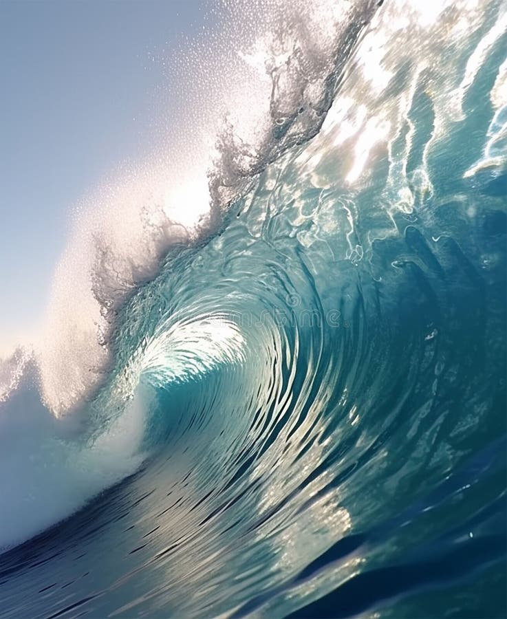 AI-generated Illustration of an Impressive Blue Wave about To Crash ...