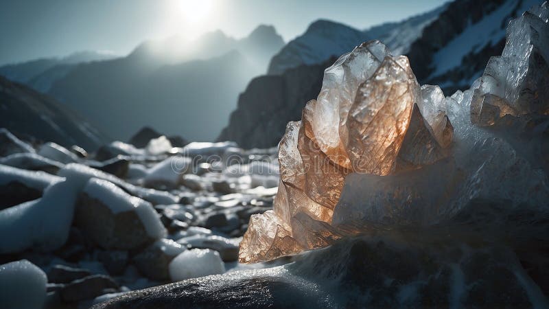 AI Generated Illustration of an Impressive Solid Ice Formation Perched ...