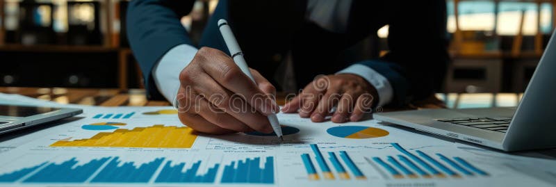 A Business Man Working on a Piece of Paper at the Table Stock ...