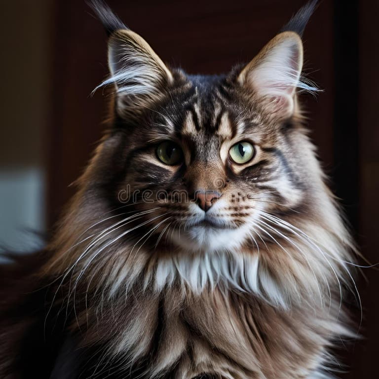 AI Generated Illustration of an Inquisitive Long-haired Cat with a ...