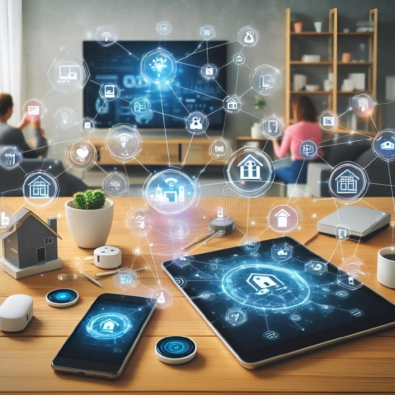 AI Generated Illustration of Interconnected IoT Devices in a Smart Home ...