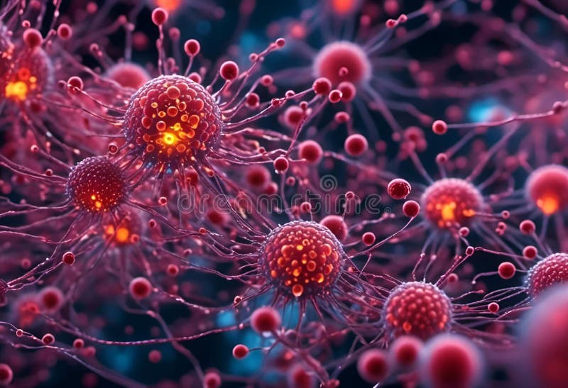 AI Generated Illustration of Interconnected Red Cells Emit a Soft Glow ...