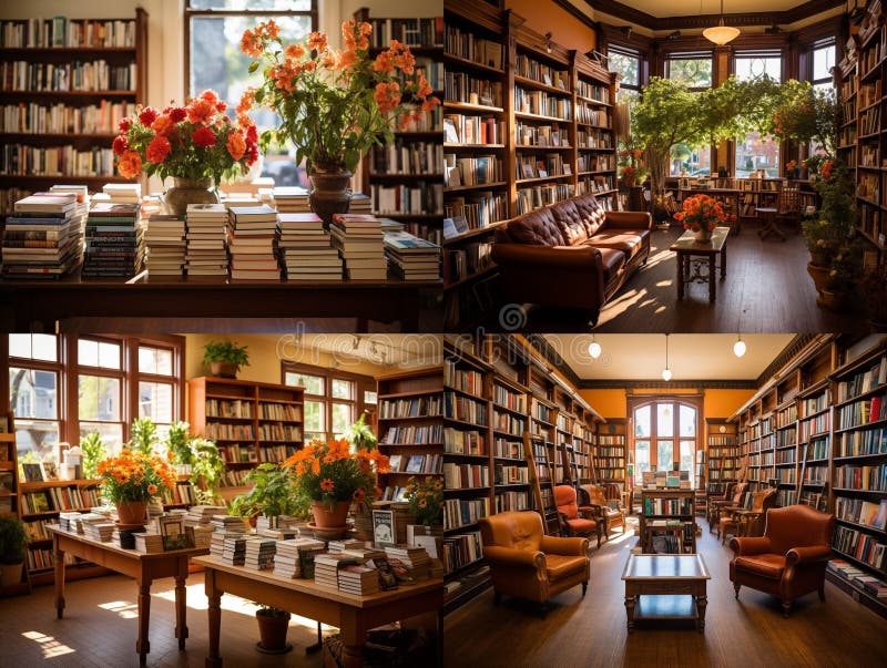 AI Generated Illustration of an Interior of a Cozy Library Stock ...