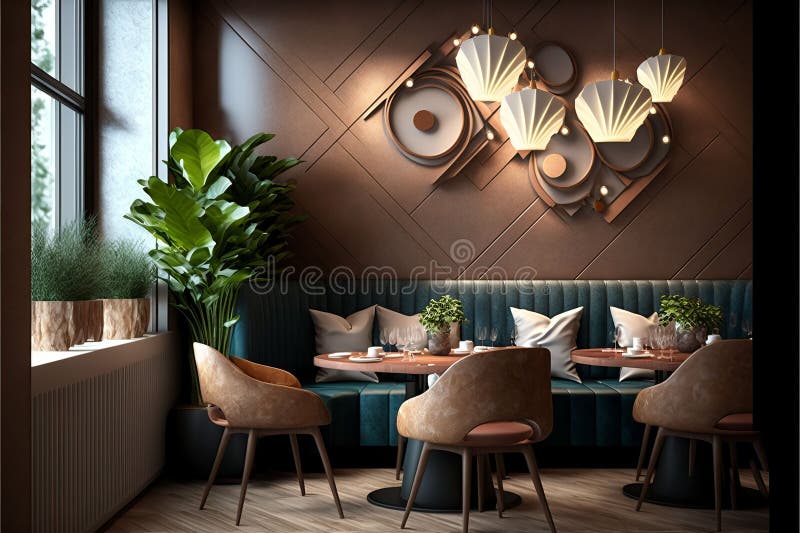 AI Generated Illustration of the Interior Design for Restaurant Stock ...