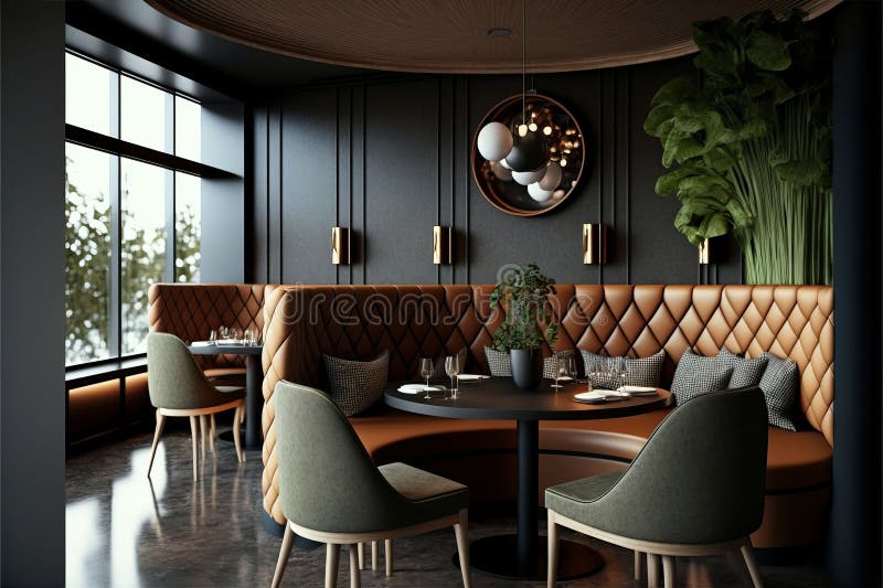 AI Generated Illustration of the Interior Design for Restaurant Stock ...
