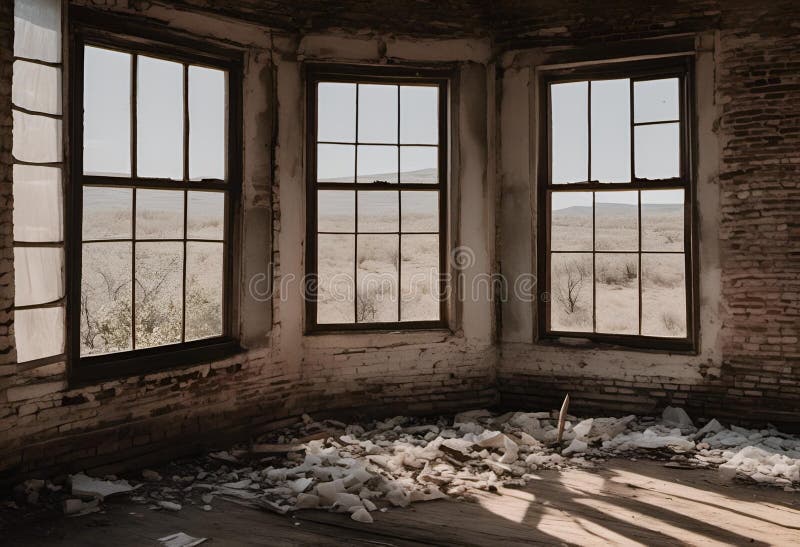 AI Generated Illustration of an Interior of a Dilapidated Abandoned ...