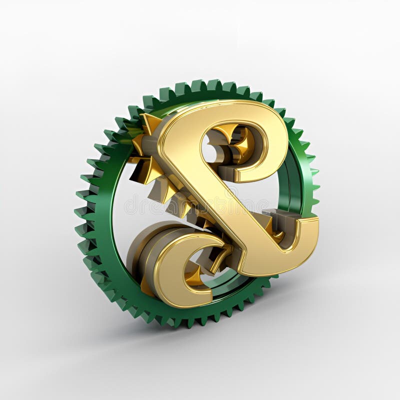 AI Generated Illustration of Interlocking Golden and Green Gears ...