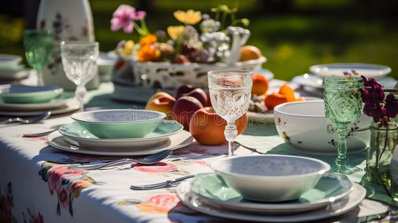 AI Generated Illustration of an Intimate Setting Table with Plates ...