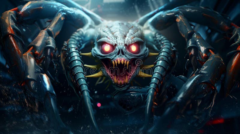 AI Generated Illustration of an Intimidating Creature with Fangs Stock ...