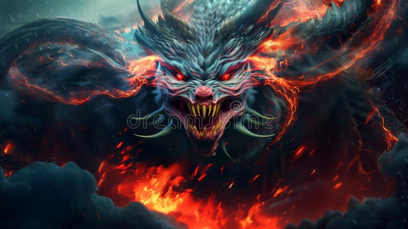 AI Generated Illustration of an Intimidating Creature with Fangs Stock ...