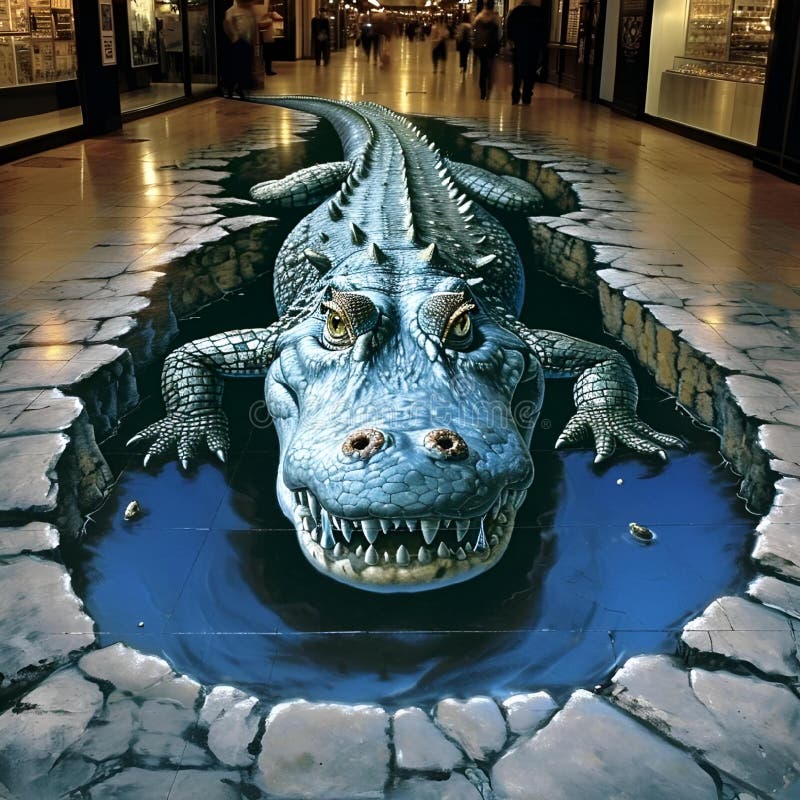 AI Generated Illustration of an Intimidating Crocodile Basking Lazily ...