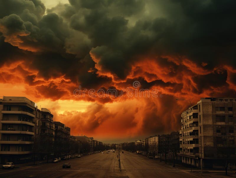 AI Generated Illustration of an Intimidating Gray Cloud Hovers Over a ...