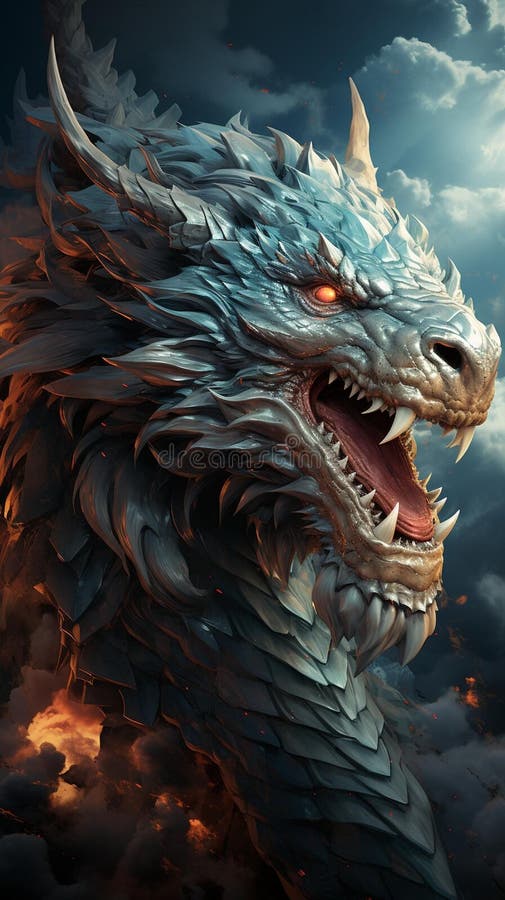 AI Generated Illustration of an Intimidating Ice Dragon with Large ...
