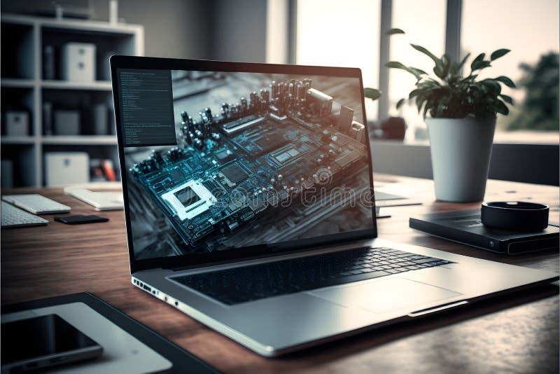 AI Generated Illustration of an Intricate Design of a CPU on a Laptop ...