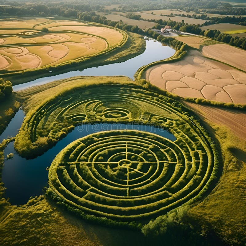 AI Generated Illustration of an Intricately Designed Circular Maze ...