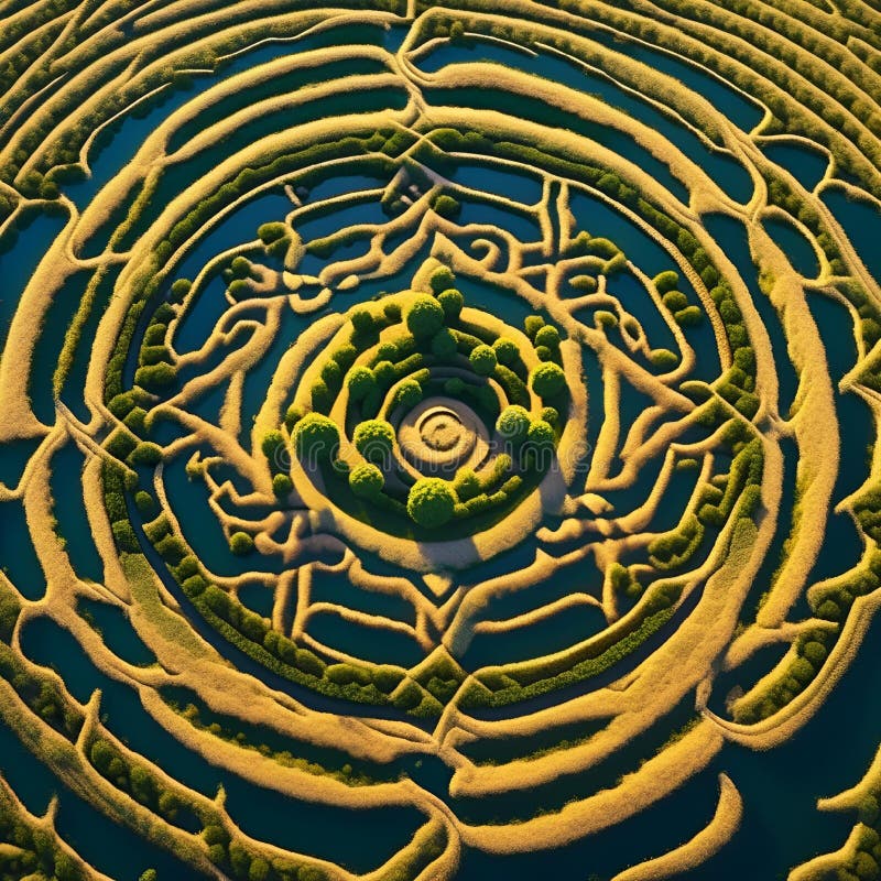 AI Generated Illustration of an Intricately Designed Circular Maze ...
