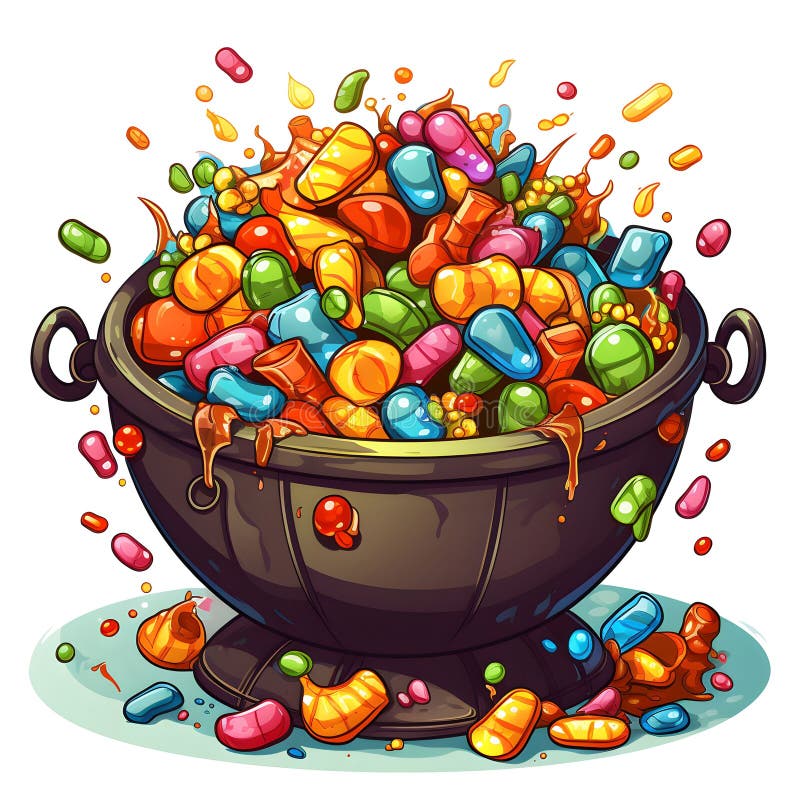 An Isolated Illustration of a Pot Full of Colorful Sweets or Candy ...