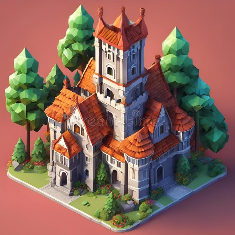 AI-generated Illustration of an Isometric Medieval Castle Stock ...