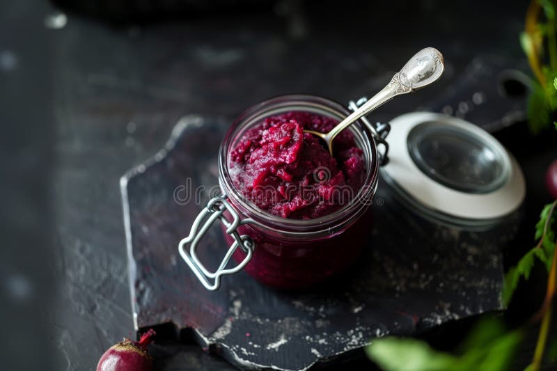 AI-generated Illustration of a Jar of Beetroot Relish Stock Photo ...