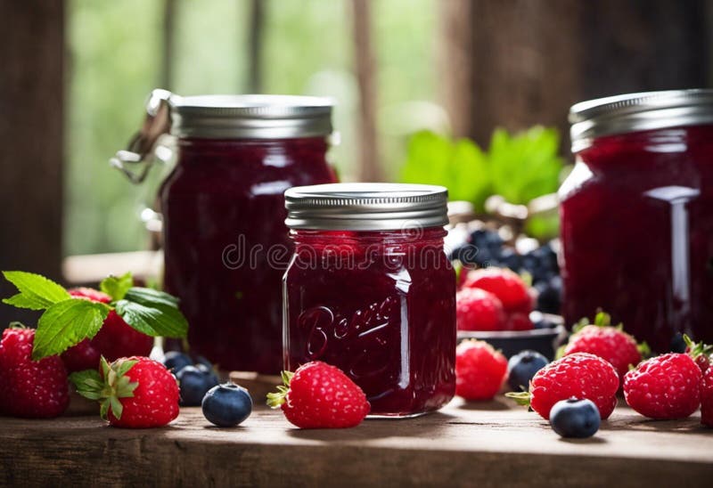 AI Generated Illustration of Jars of Jar with Berries Stock ...