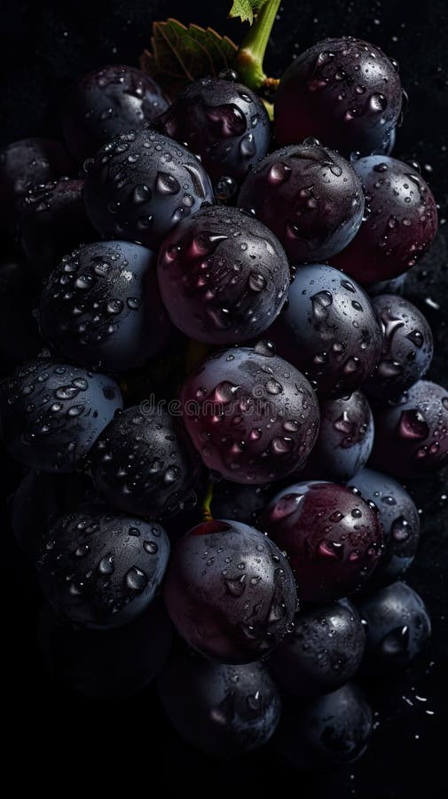 AI Generated Illustration of Juicy Grapes in a Dark Setting, Perfect ...
