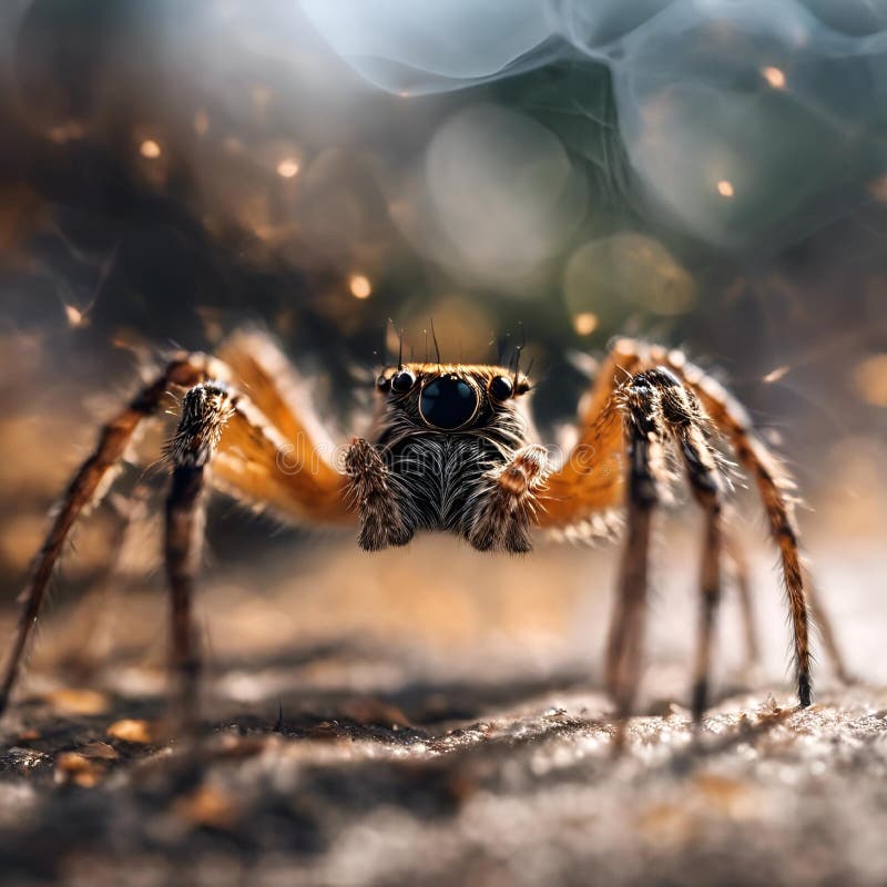 AI Generated Illustration of a Jumping Spider Faces Flying Insects in ...