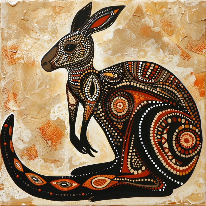AI Generated Illustration of a Kangaroo Painted with Traditional ...