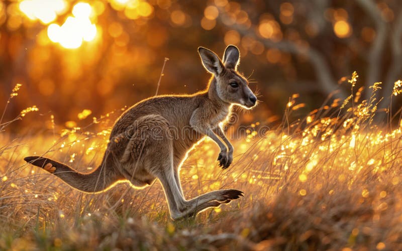 AI Generated Illustration of a Kangaroo Running on a Meadow through ...