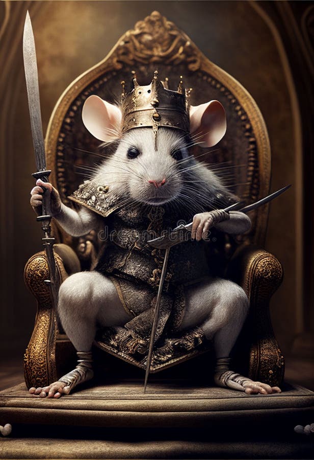 AI-generated Illustration of the King Mice Holding a Sword and Sitting ...